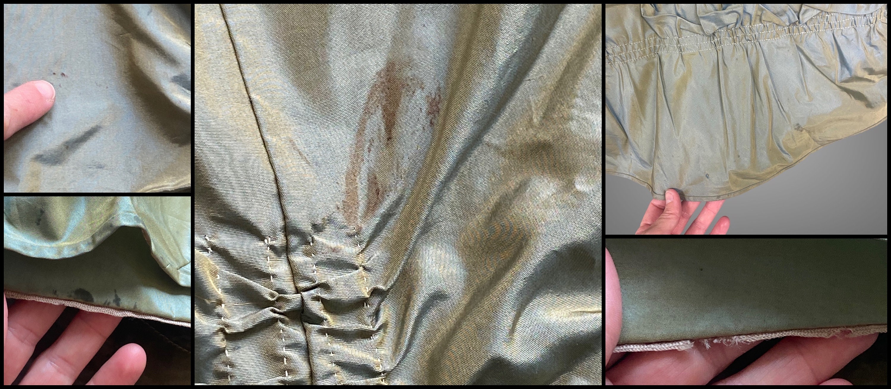 Early 1880s Iridescent Green Silk Natural Form Bustle Dress, 2pc ...