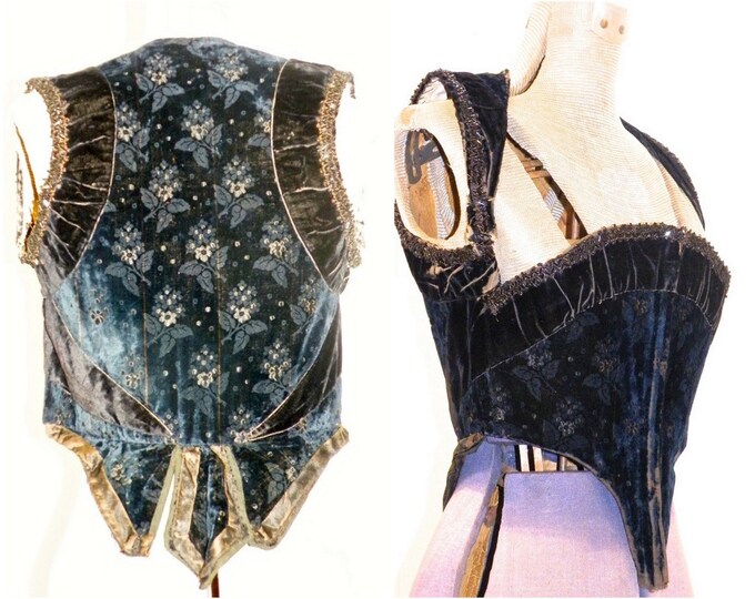 Antique Victorian Corset Bodice 1870s Floral Velvet Corset - Etsy