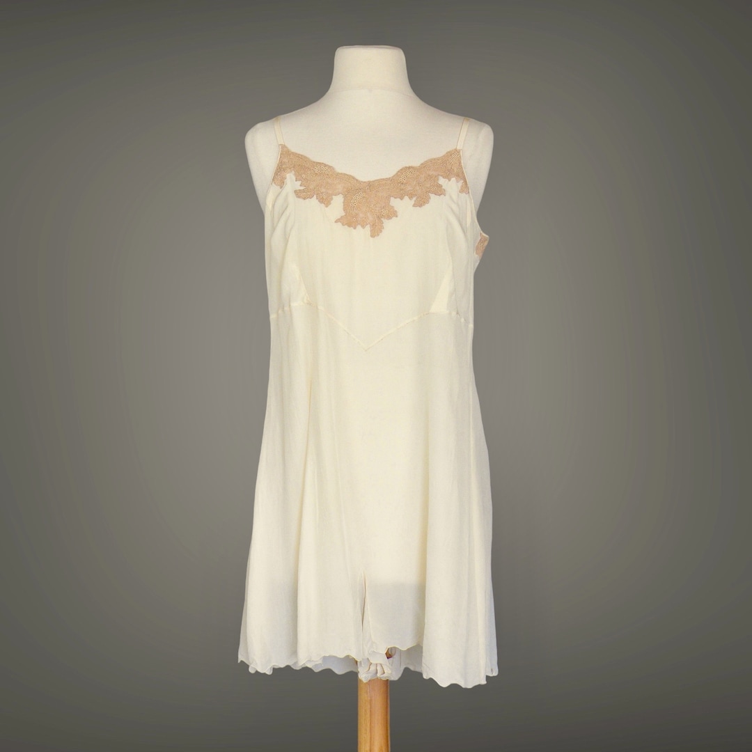 Vintage 1920s Step In, 20s Chemise Combination, 1920s Silk Ecru Lace ...