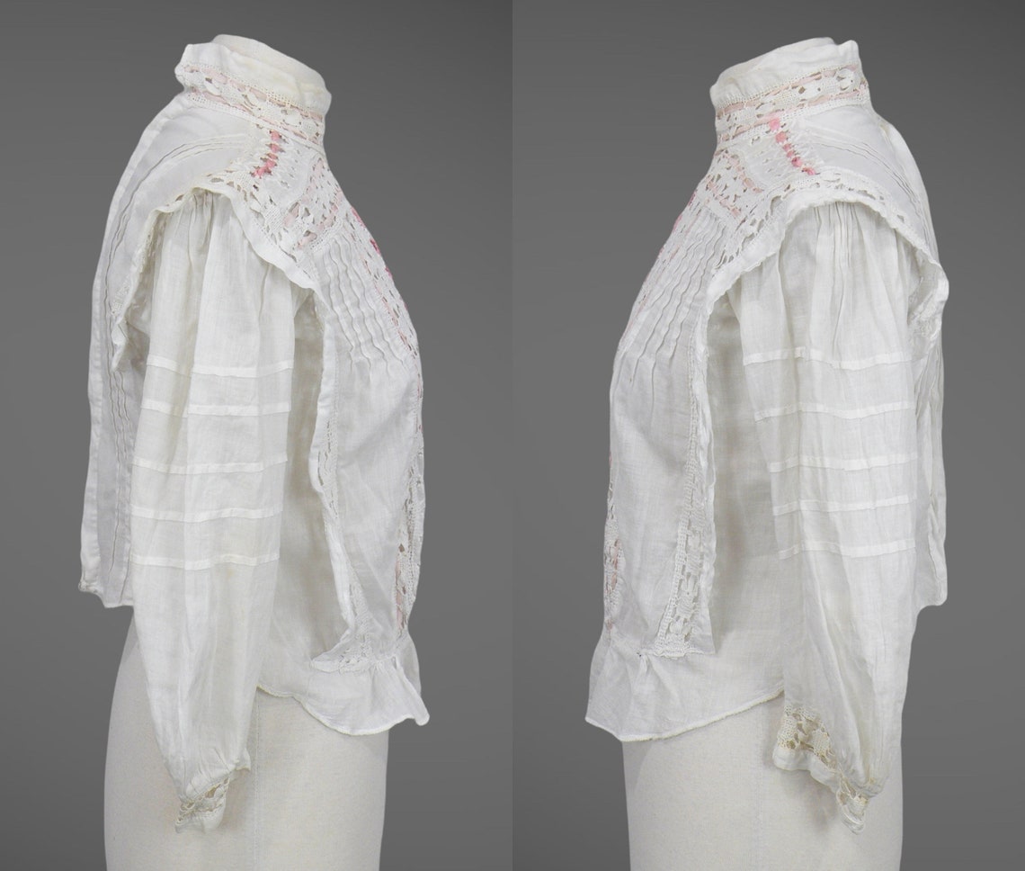 Antique White Cotton Lace Blouse, 1900s Edwardian Blouse, Embroidered ...