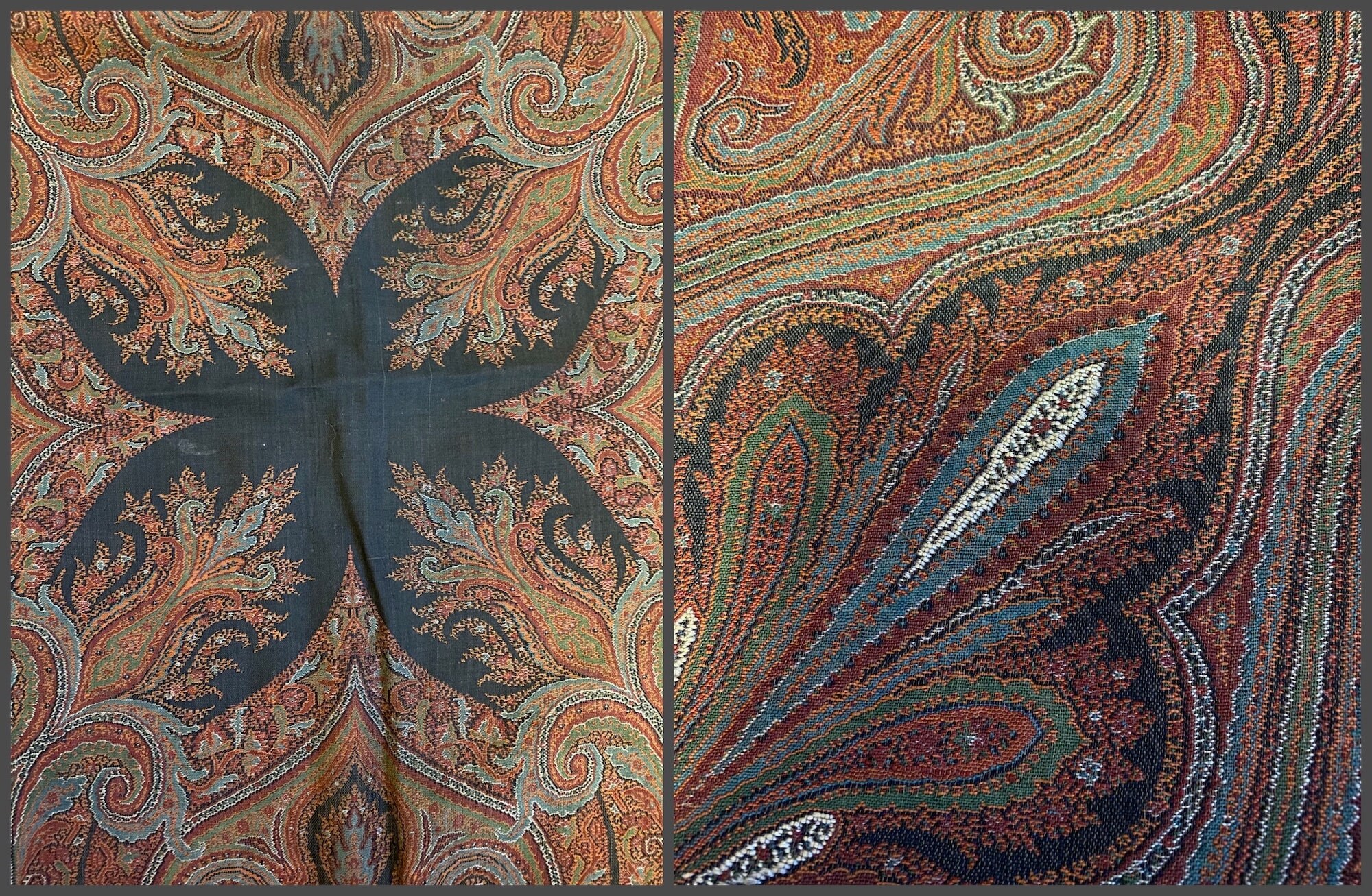 Victorian Paisley Shawl, Antique 1800s Wool Paisley Tapestry Wrap Throw ...