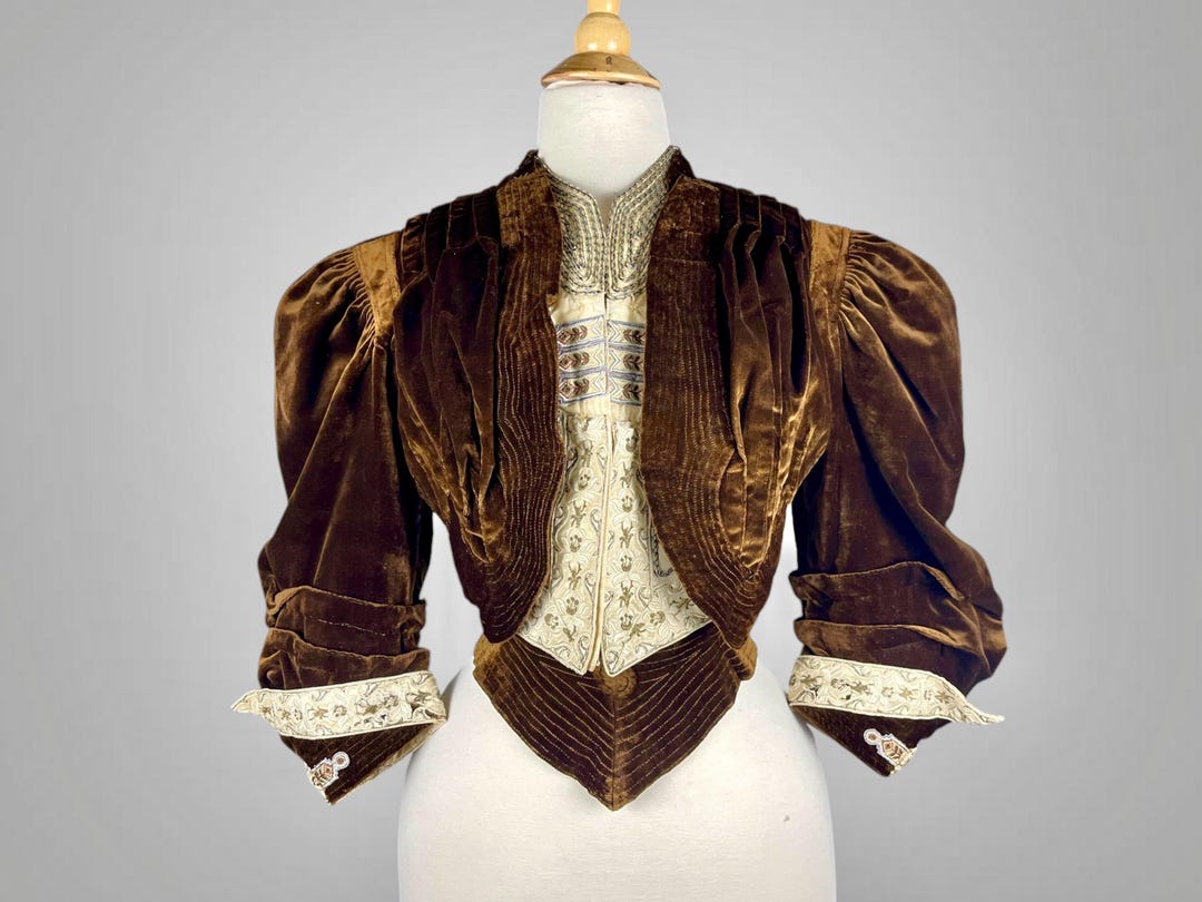 Edwardian Eton Jacket, Antique 1900s Embroidered Silk Trim Cropped ...
