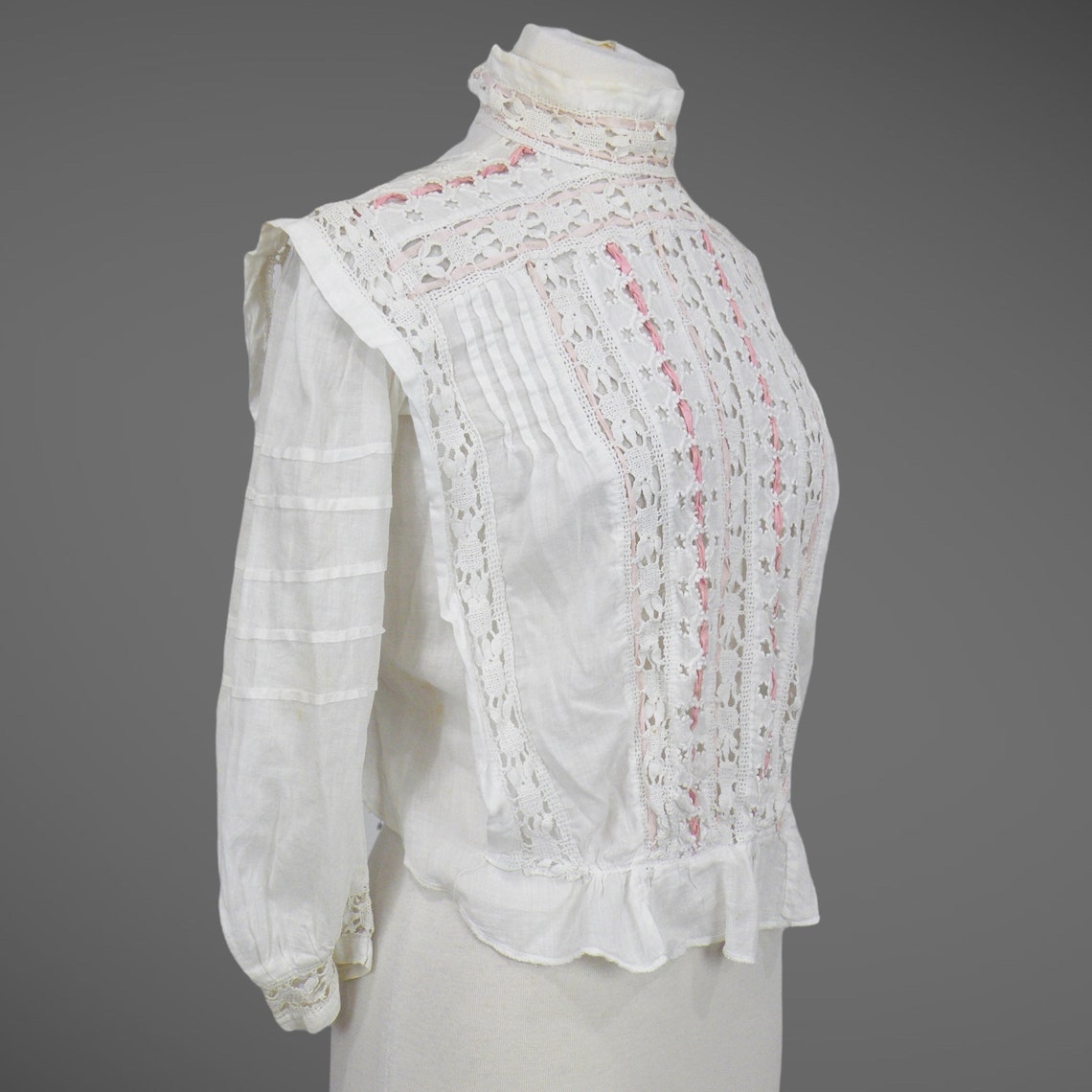 Antique White Cotton Lace Blouse, 1900s Edwardian Blouse, Embroidered ...