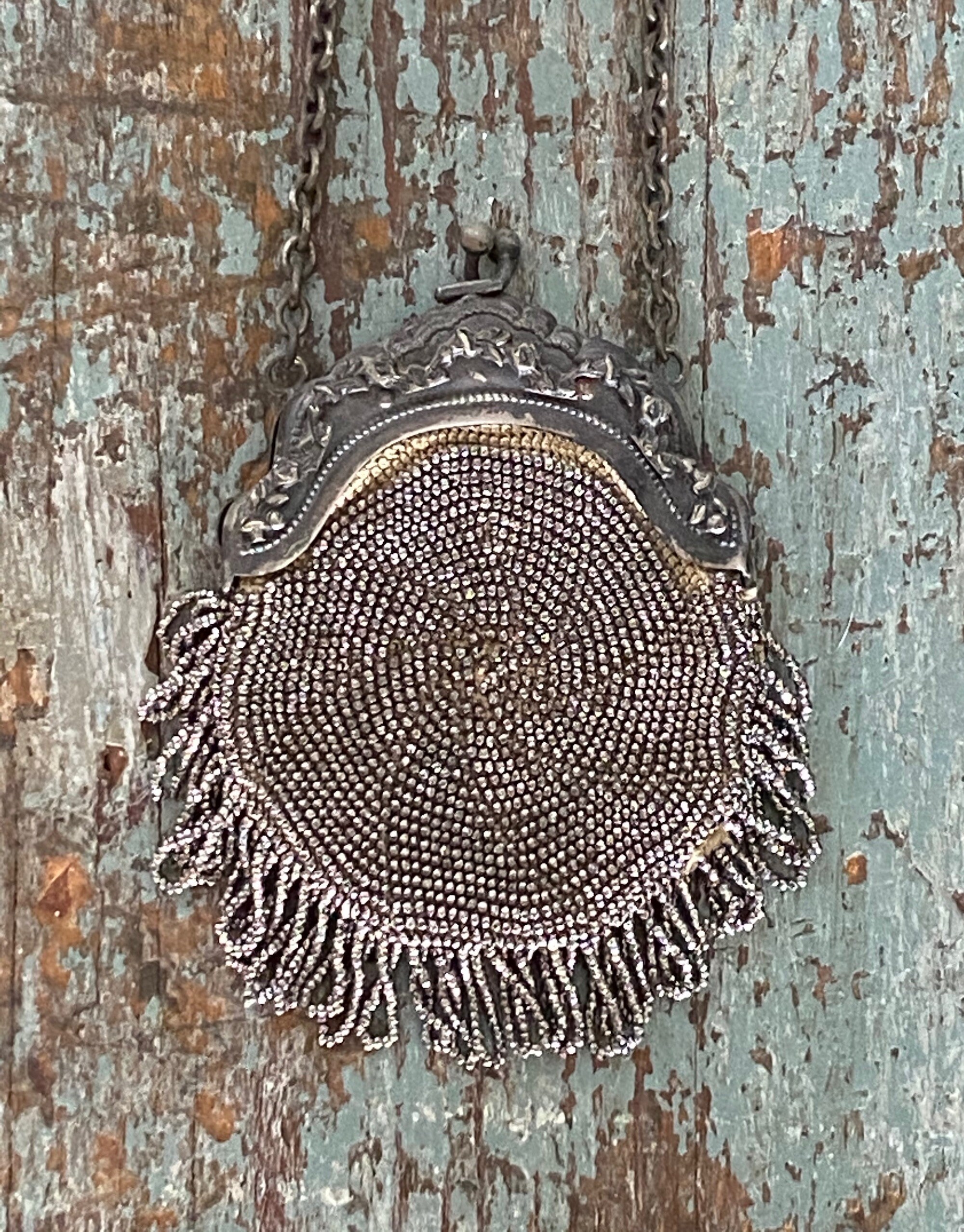 Antique 1920s Steel Cut Chatelaine Purse with Handwritten Note ...