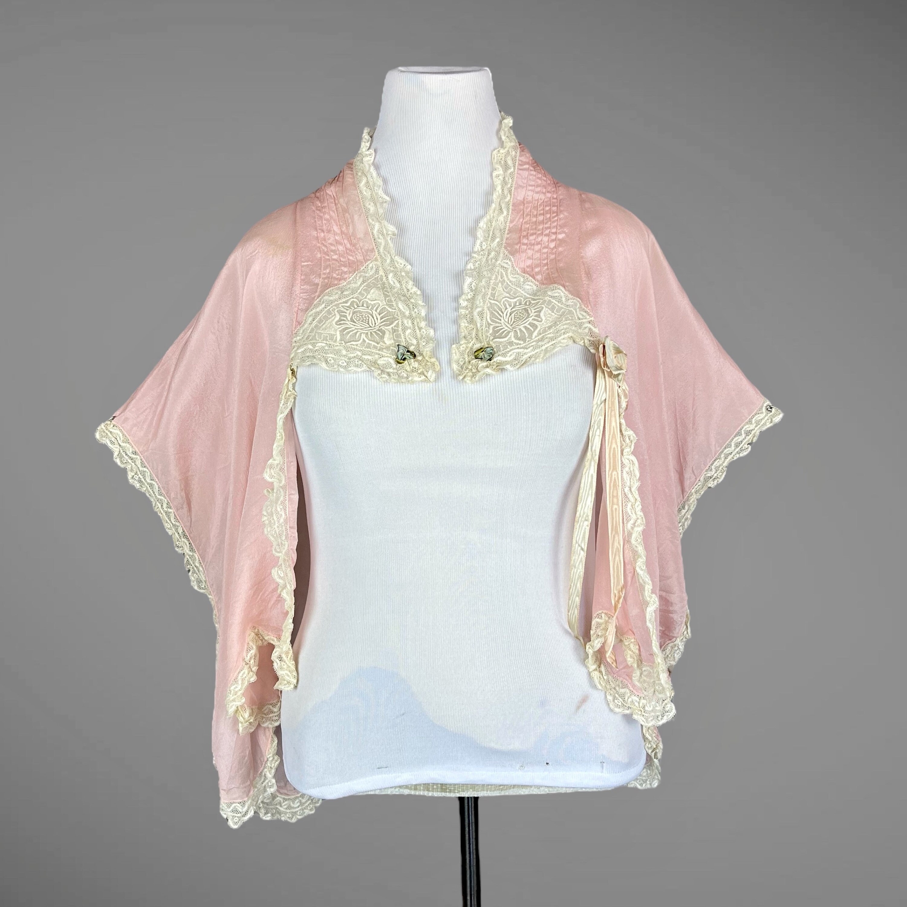 Vintage 1920s Pink Silk Lace Boudoir Top, 20s Flapper Lingerie with ...