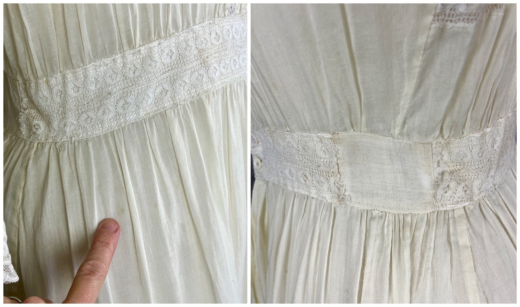 1910s Lingerie Dress, Edwardian Dress, Antique Pale Yellow 1910s Lingerie Dress, Edwardian Dress, Antique Pale Yellow