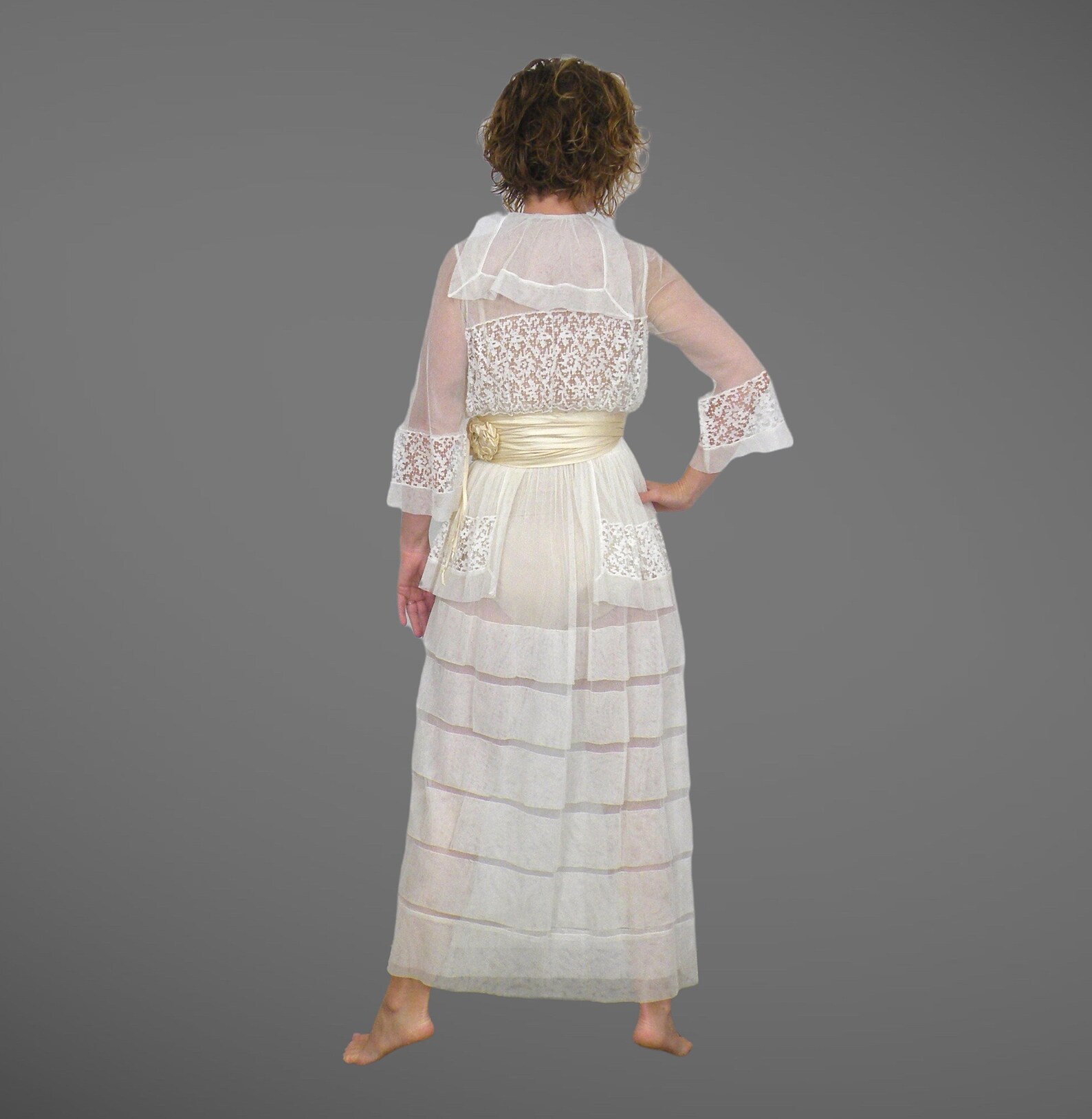 1910s Net Lace Dress Antique Edwardian Tiered White Net Dress - Etsy