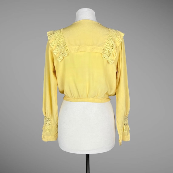 Vintage 1920s Blouse, 20s Yellow Silk Cutwork Lace Fl… - Gem