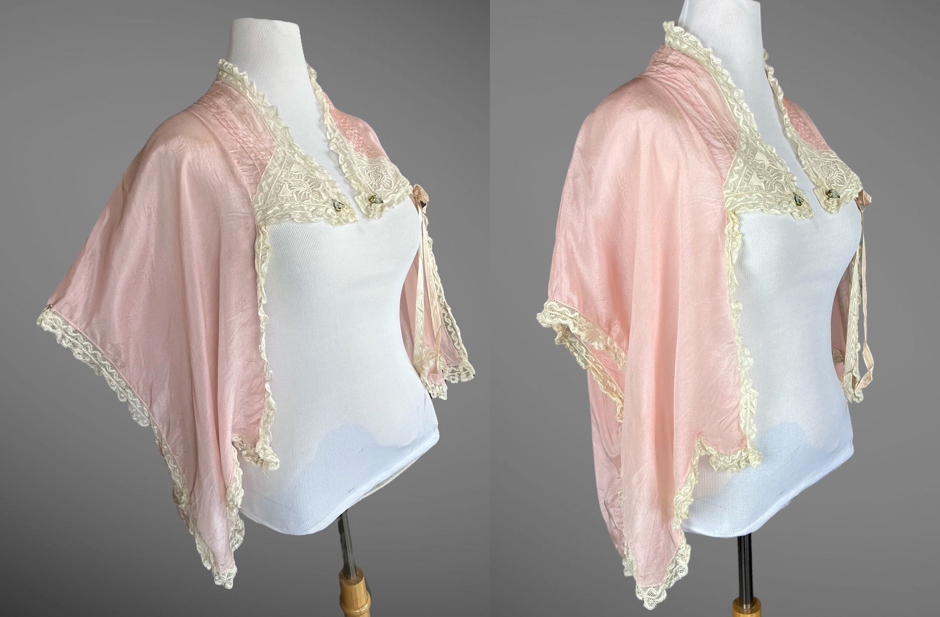 Vintage 1920s Pink Silk Lace Boudoir Top, 20s Flapper Lingerie with ...