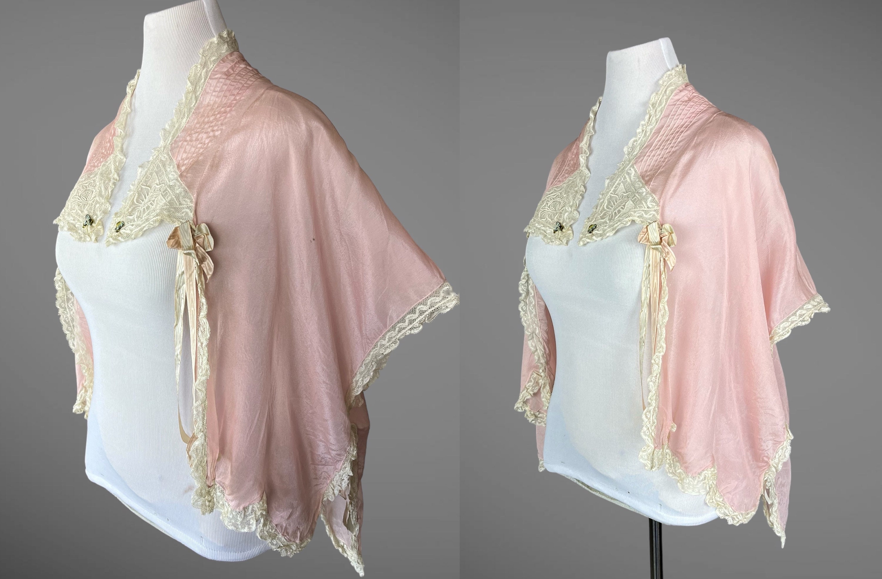 Vintage 1920s Pink Silk Lace Boudoir Top, 20s Flapper Lingerie with ...