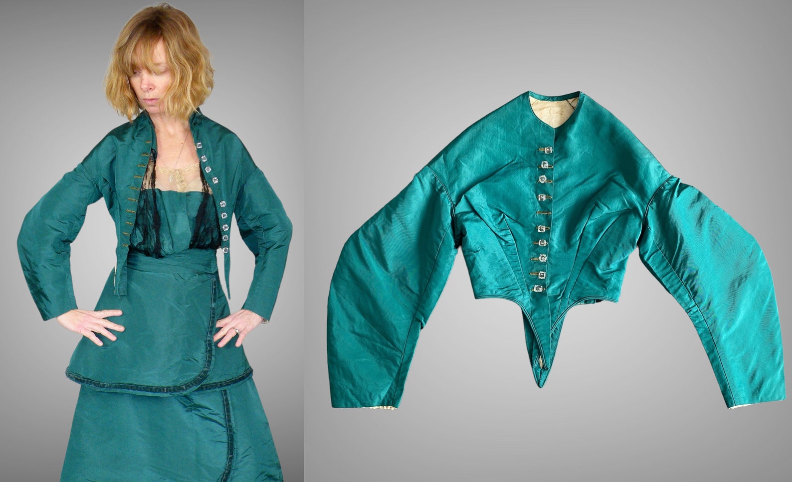 1860s Green Silk Pointed Victorian Bodice and Re-fashioned - Etsy