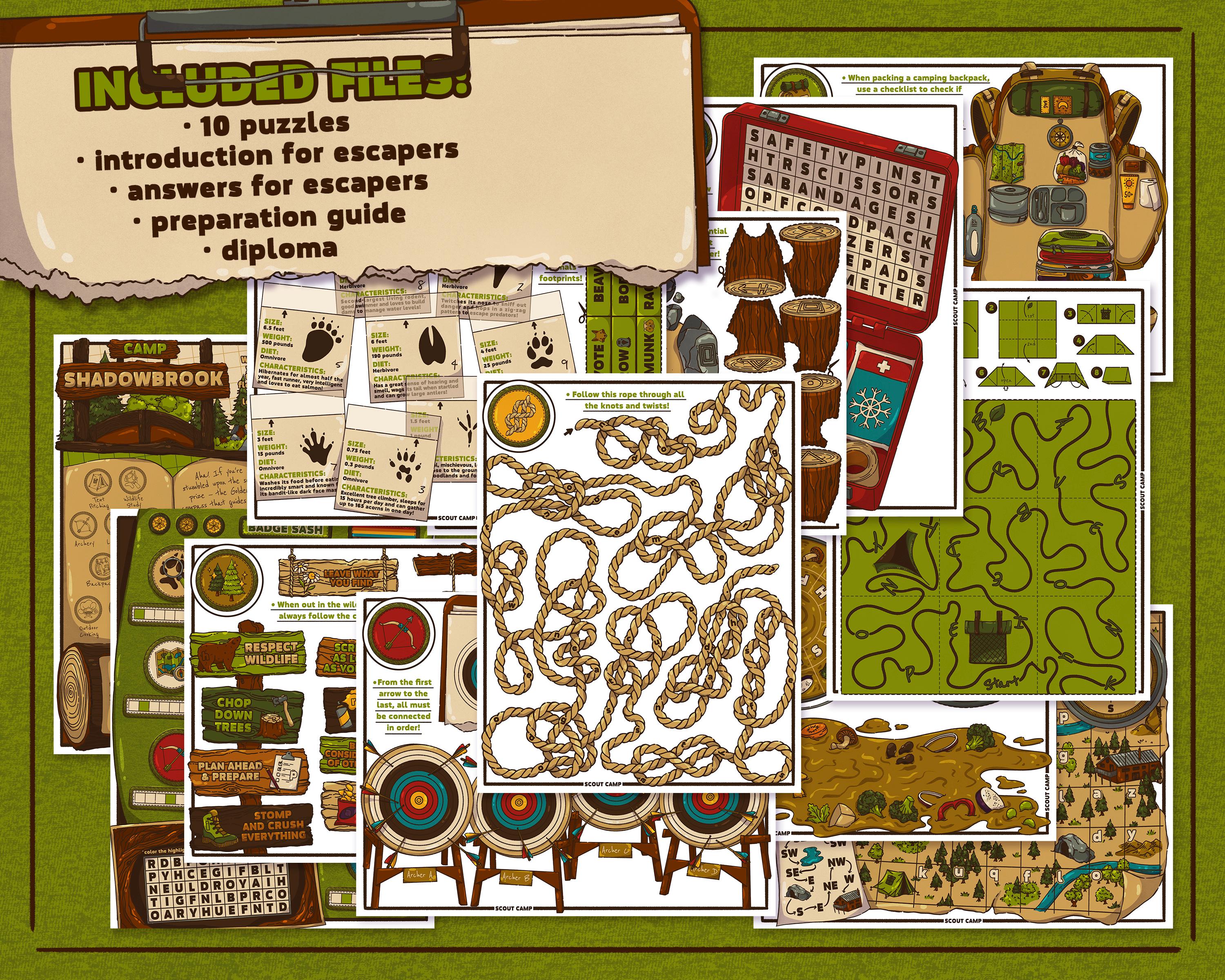 Scout Camp Escape Room for Kids | Printable Birthday Party Game ...