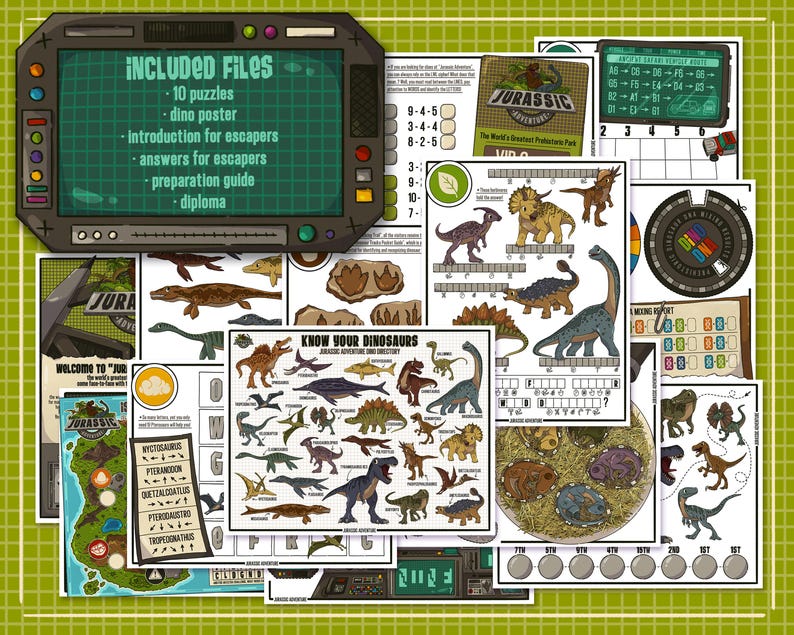 Jurassic Adventure Escape Room | Printable Party Game for Kids ...
