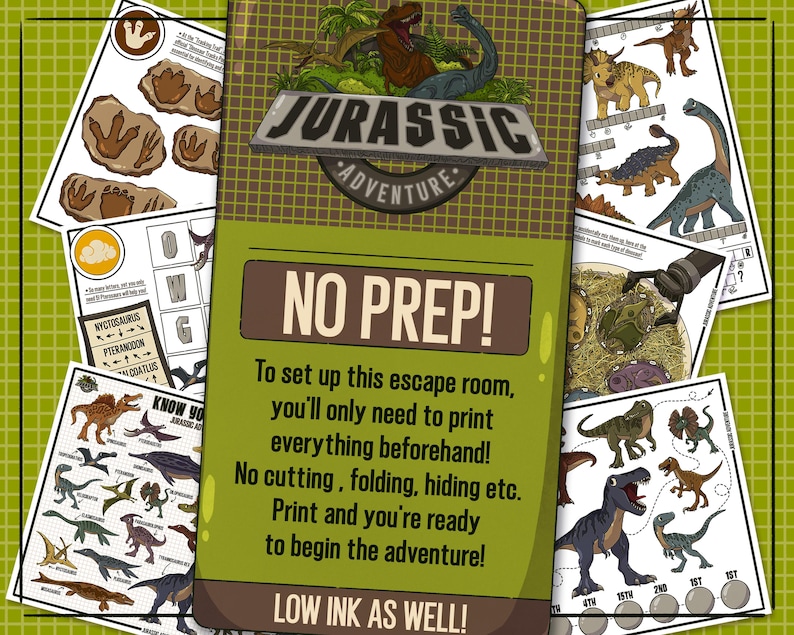 Jurassic Adventure Escape Room | Printable Party Game for Kids ...