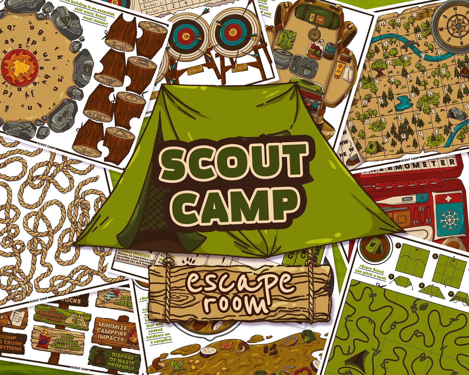 Scout Camp Escape Room for Kids | Printable Birthday Party Game ...