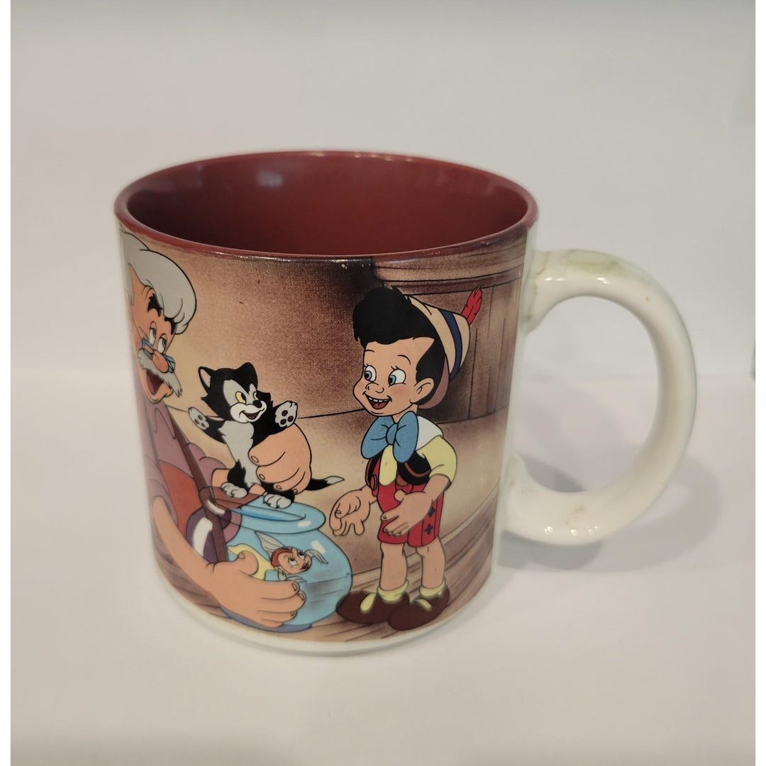 Disney Pinocchio Geppetto Figaro Cleo Jiminy Cricket Vintage 90s Mug ...