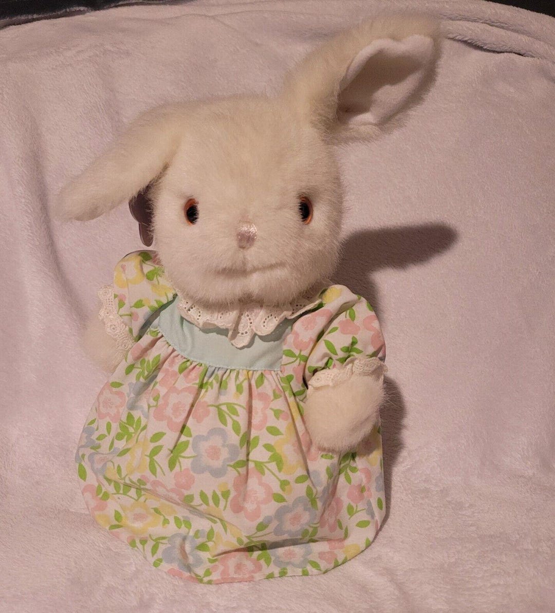 1980s Russ Abigail Musical Dancing Wind-up Bunny Floral Dress W/ Tag ...