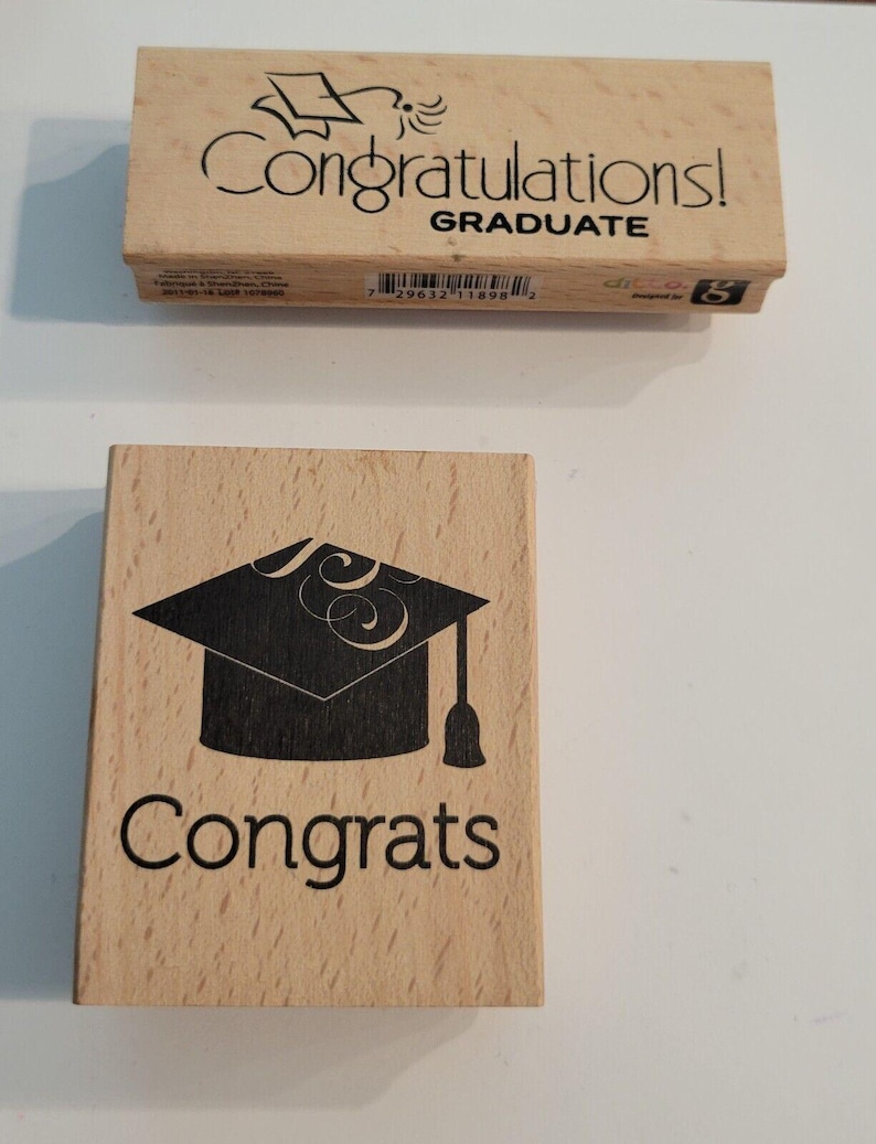 Graduation & Congratulations Rubber Stamps Wood Mounted Set of 2 - Etsy