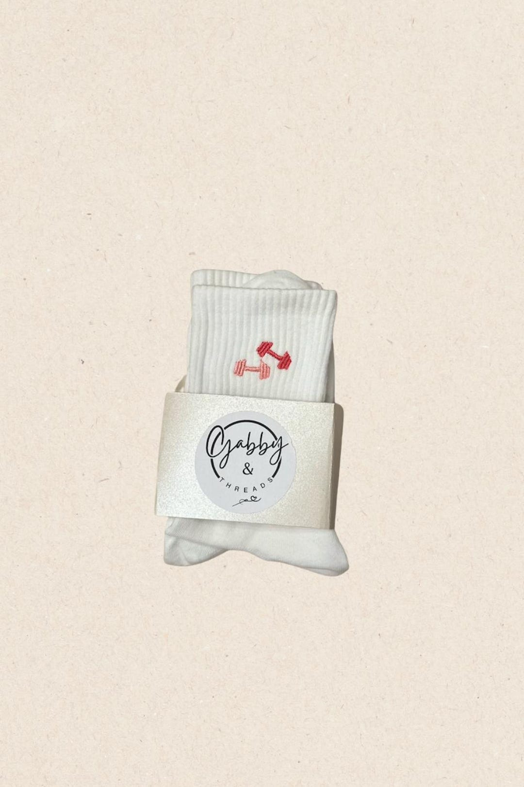 GRIP SOCKS - Embroidered Dumbbells - Non-slip Grip, Fitness Gift ...