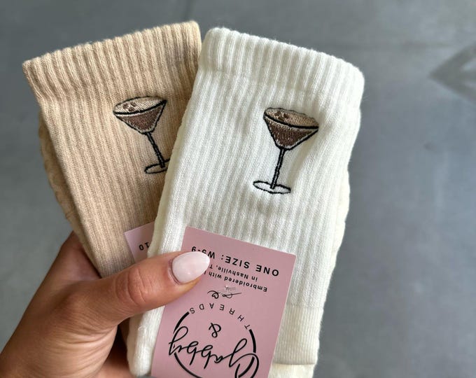 Happy Hour Mid-crew Pilates Grip Socks - Etsy