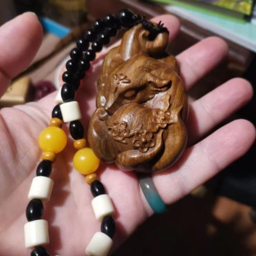 Antique Japanese Boxwood Netsuke Hand-carved Fox Figurine Collectible ...