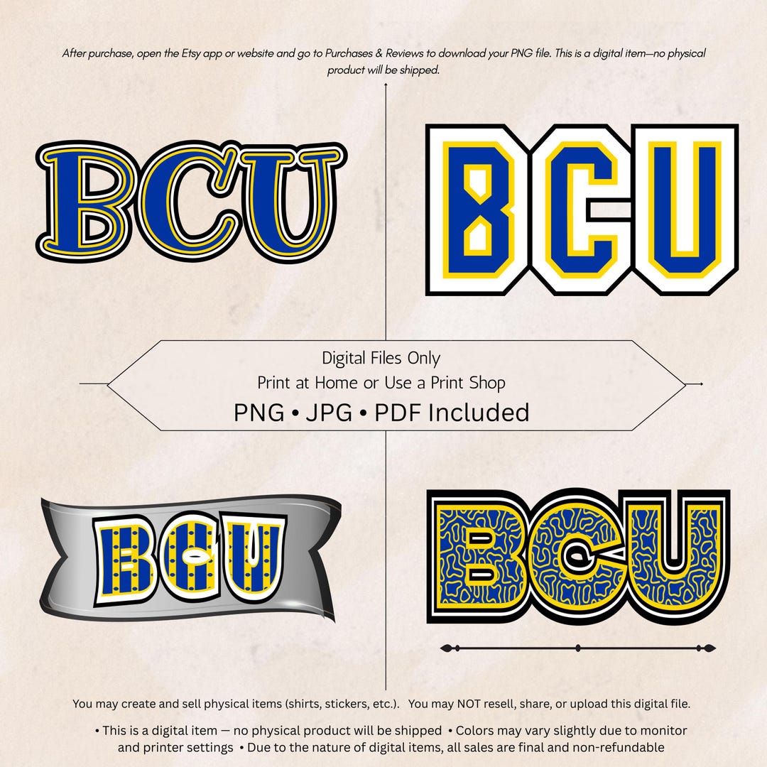 BCU Custom Initials Digital File for Team Mom School Sports PNG Jpg PDF ...