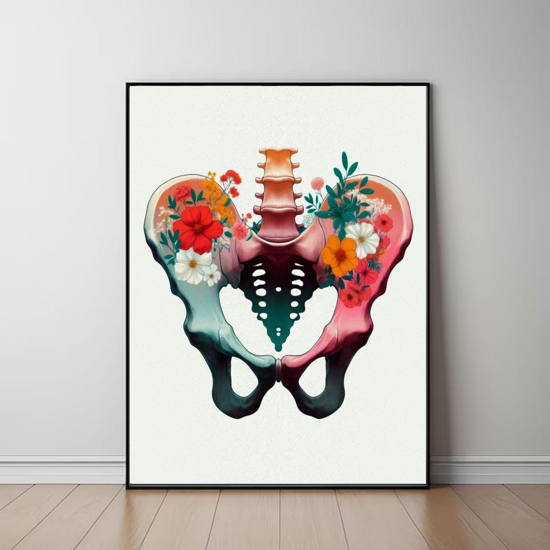 Floral Pelvis Anatomy Art Print: Botanical Oil Painting (digital ...