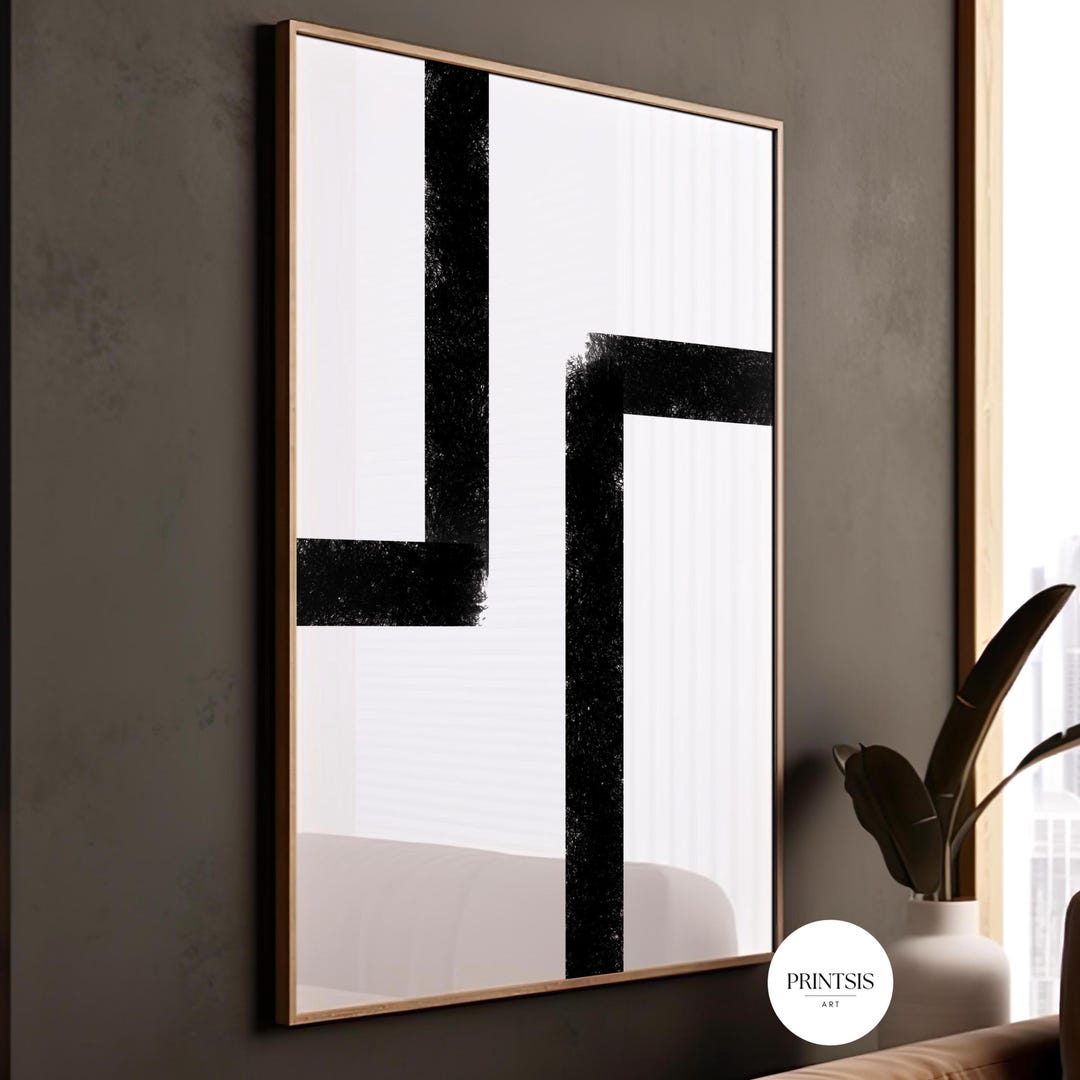2 Black Lines Painting, Modern and Minimalist Art, Textured Lines ...