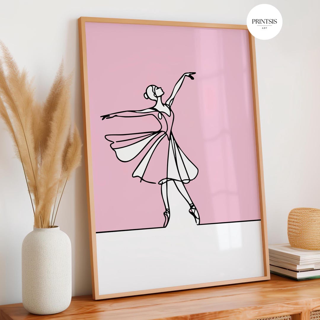 Digital Ballet Dancer Art – Pink Ballerina on Pointe With Flowing Skirt ...