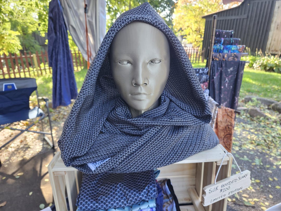 100% Silk Chainmail Hooded Infinity Cosplay Travel Pocket Scarf - Etsy