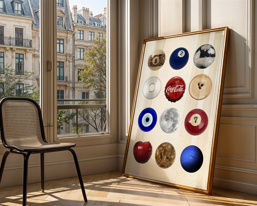 Vintage Retro 8 Ball Print | Trendy Wall Art | Cherry - Disco - Leopard ...