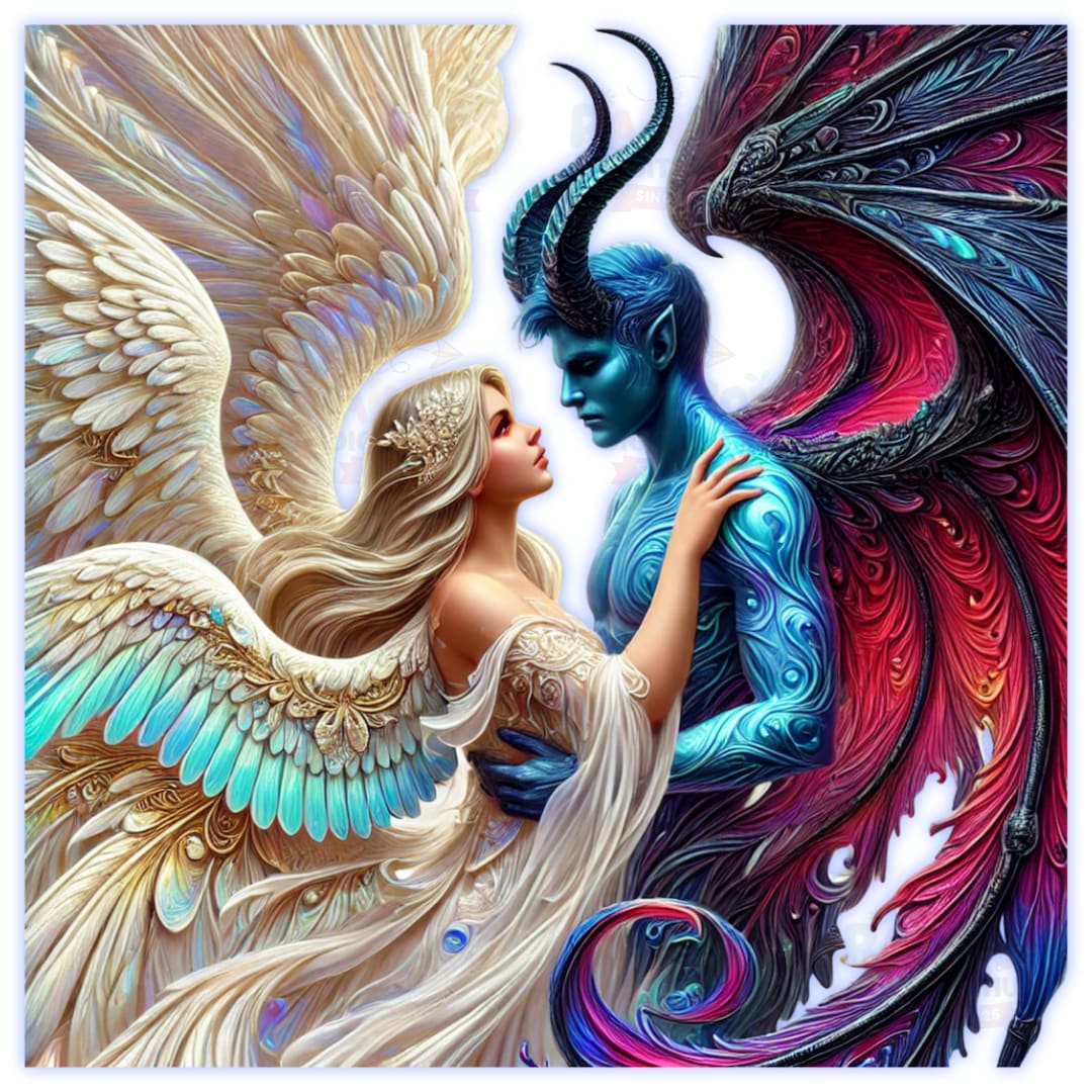 Angel and Demon Couple Printable Sublimation and Stickers Design - PNG ...