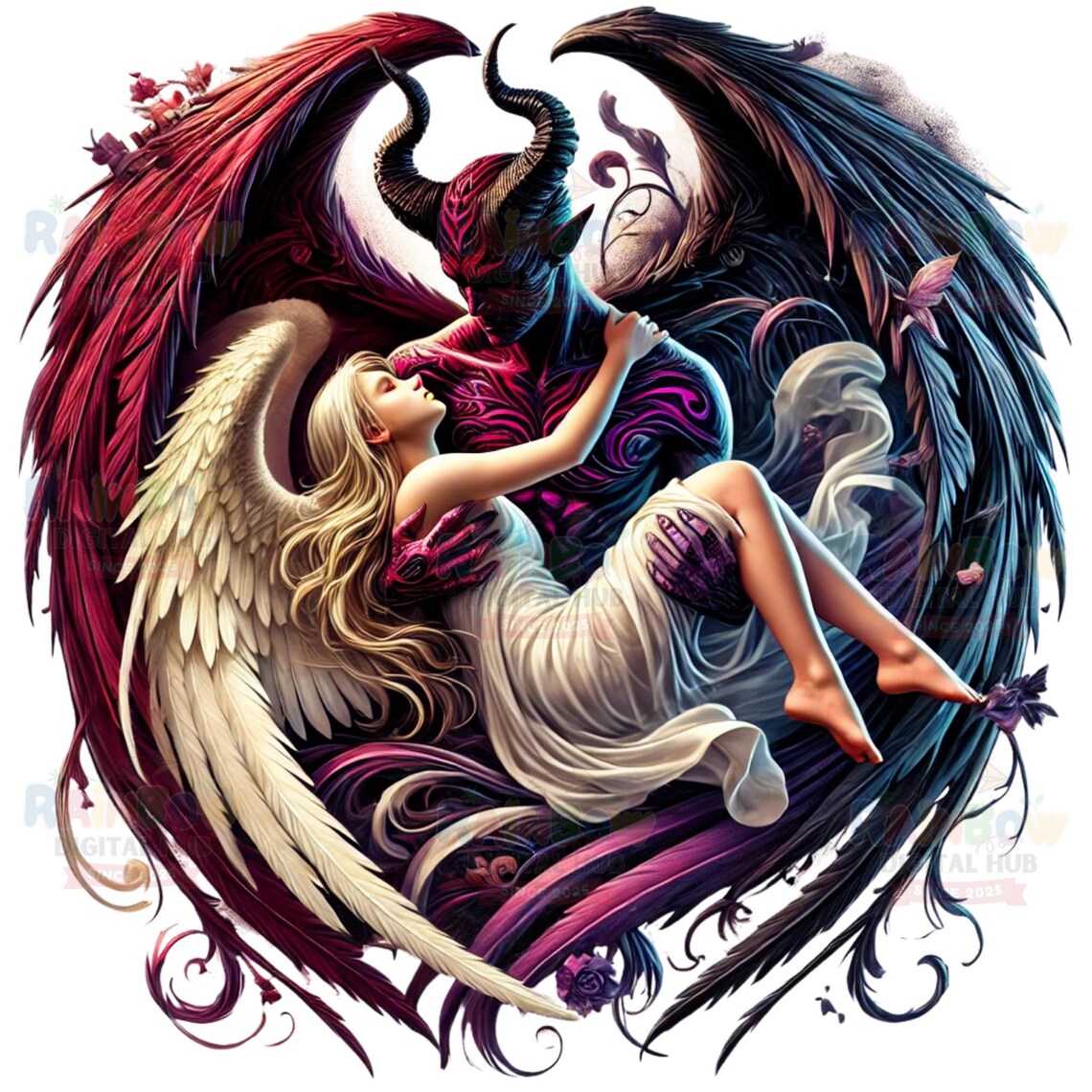 Angel & Demon Fantasy Art | Digital Download PNG SVG | Sublimation ...