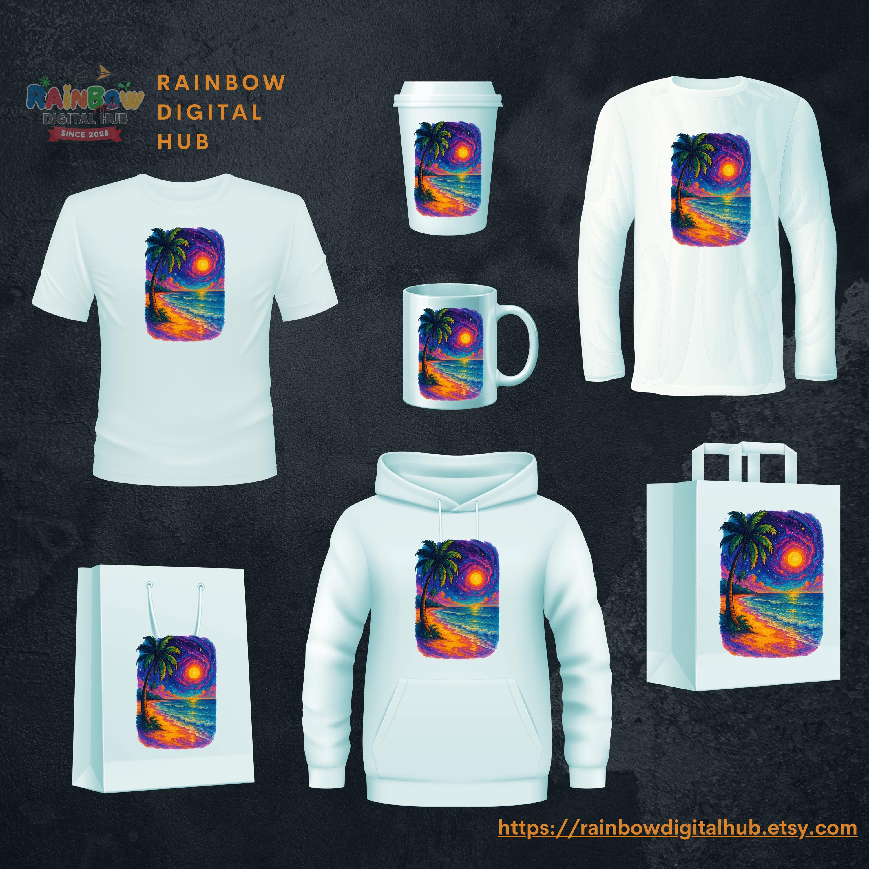 Summer Tropical Sunset Beach Clip Art Printable Sublimation and Wall ...