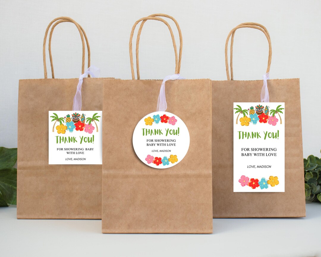 Editable Hawaii/luau Theme Favor Tags | Baby Shower Thank You Cards ...