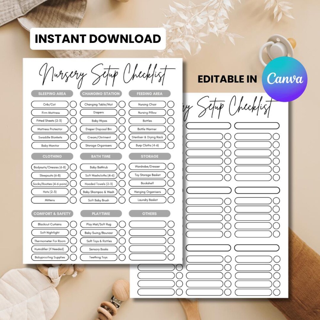 EDITABLE Baby Nursery Setup Checklist | Printable Baby Room Planner ...