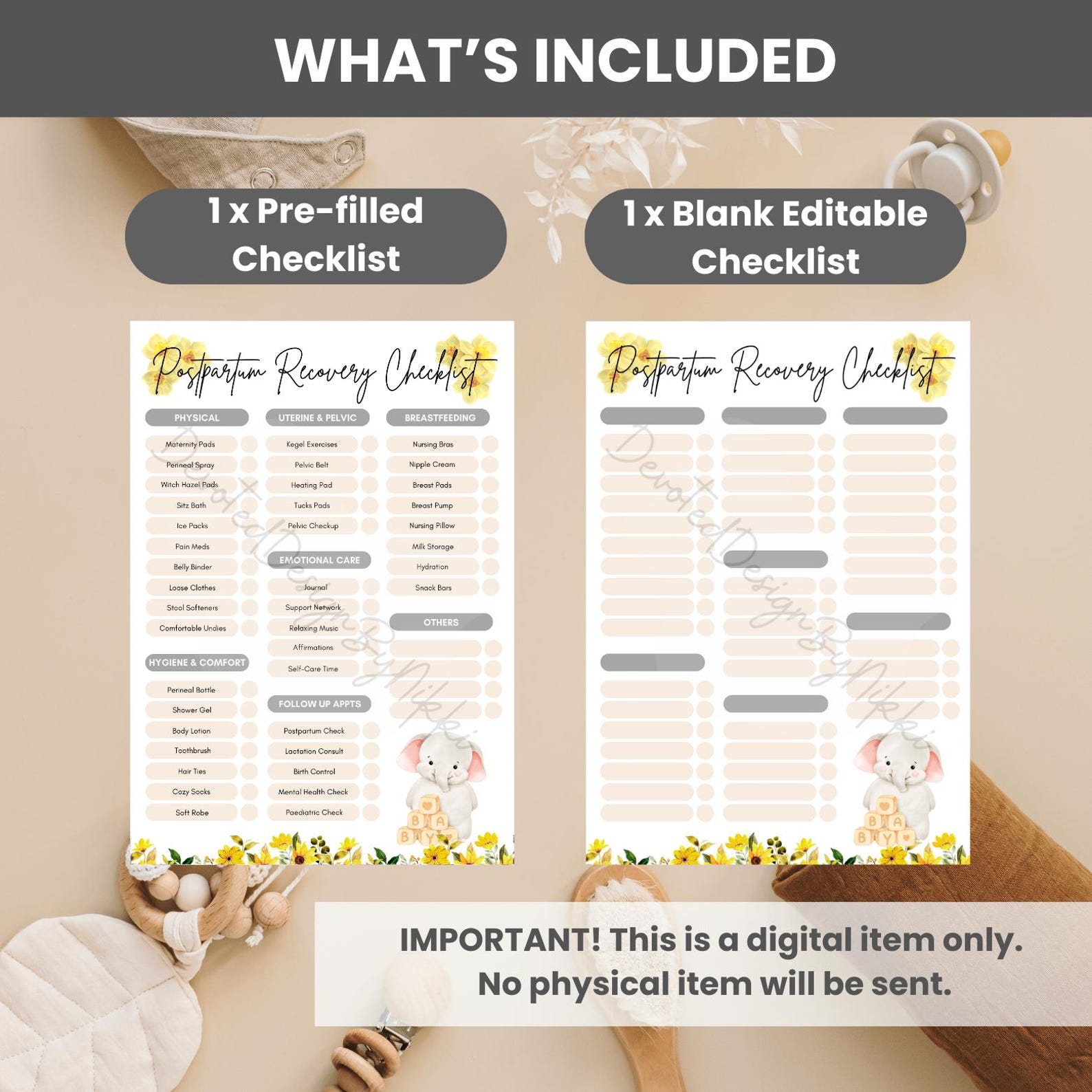 PRINTABLE Postpartum Recovery Checklist | Printable New Mom Healing ...