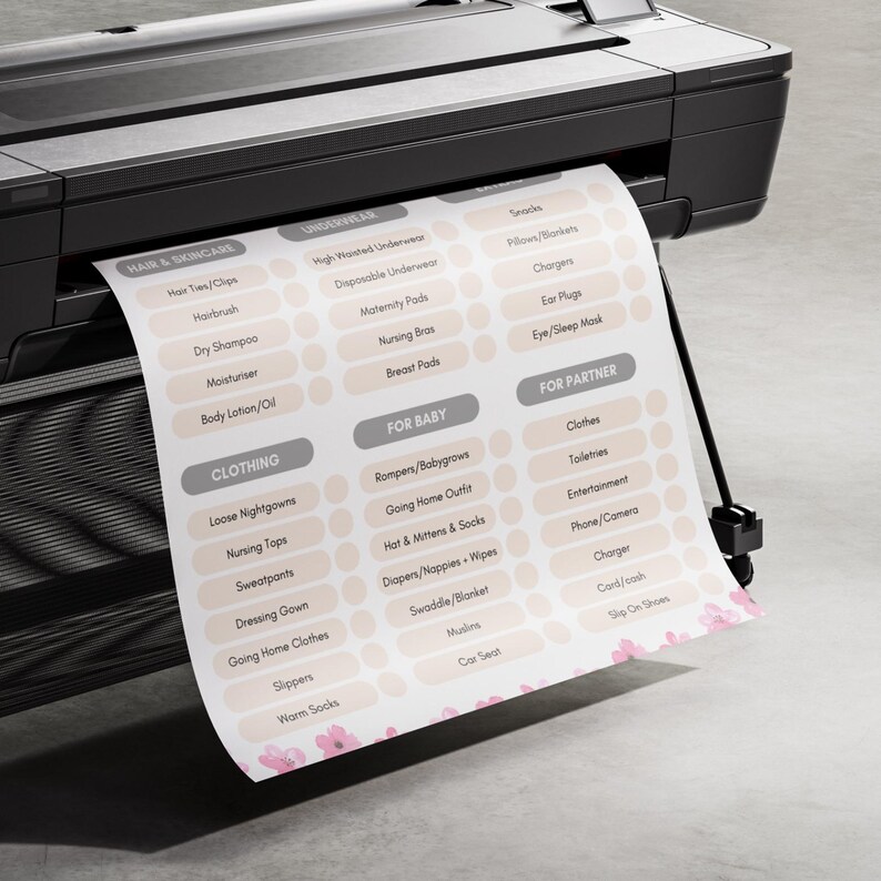 PRINTABLE Hospital Bag Checklist | Printable Template | Maternity ...