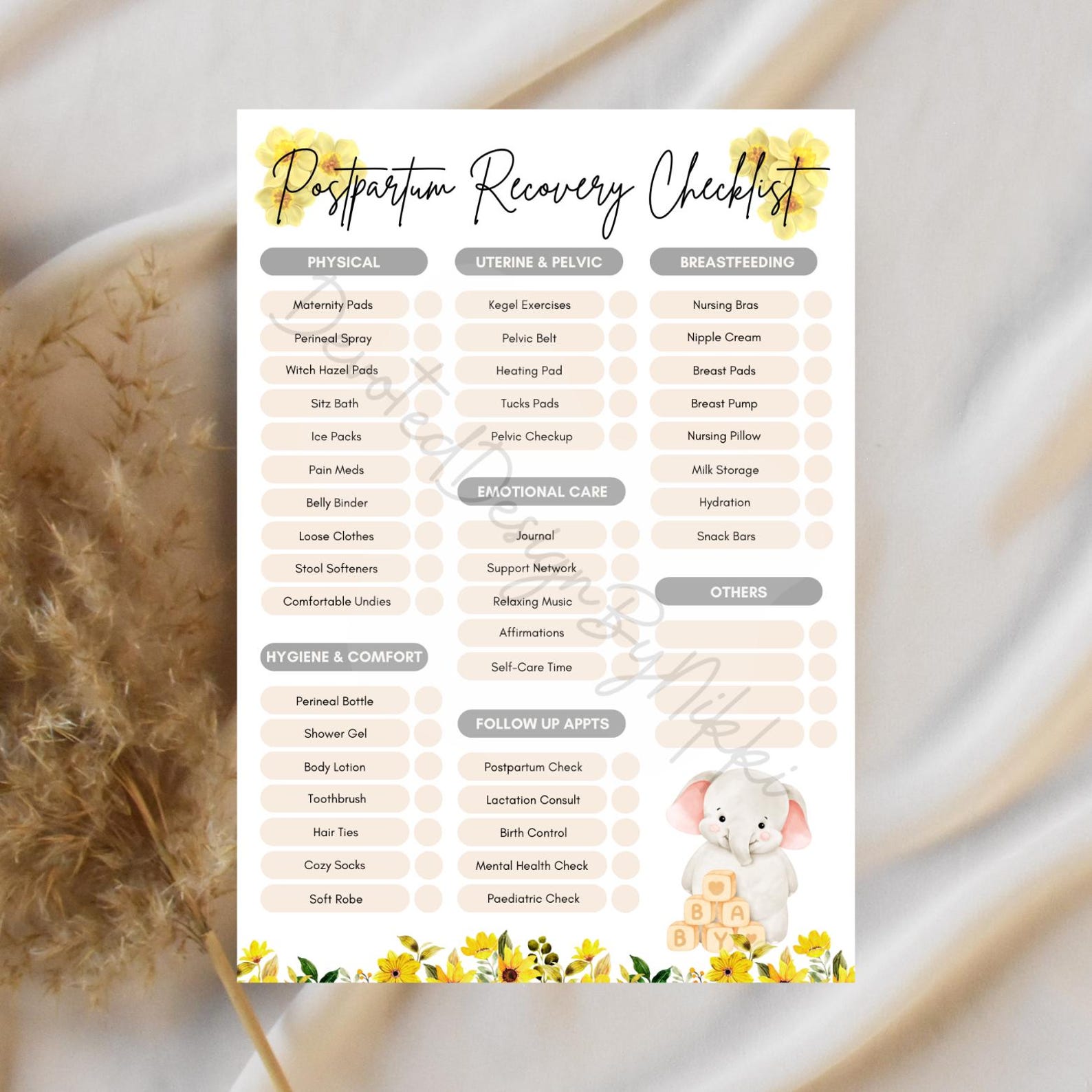 PRINTABLE Postpartum Recovery Checklist | Printable New Mom Healing ...