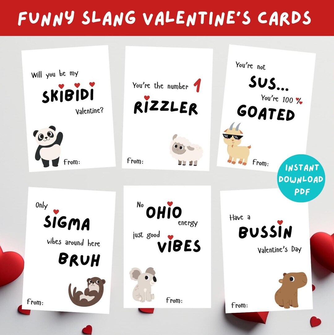 Funny Gen Alpha Valentine’s Cards | Digital Download | Cute Slang ...