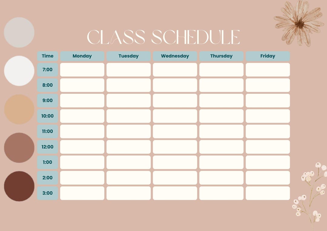 Minimalist Class Schedule | Printable PDF | Undated Student Planner ...