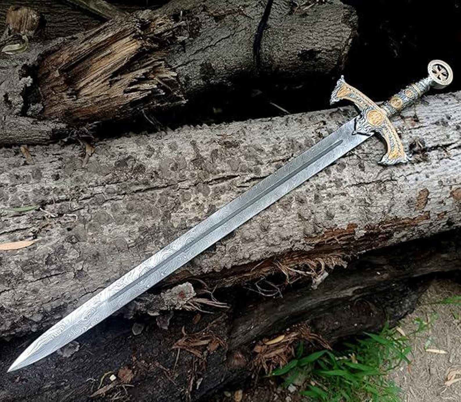 Sword Custom Swords the Real Medieval Viking Damascus Steel Handmade ...
