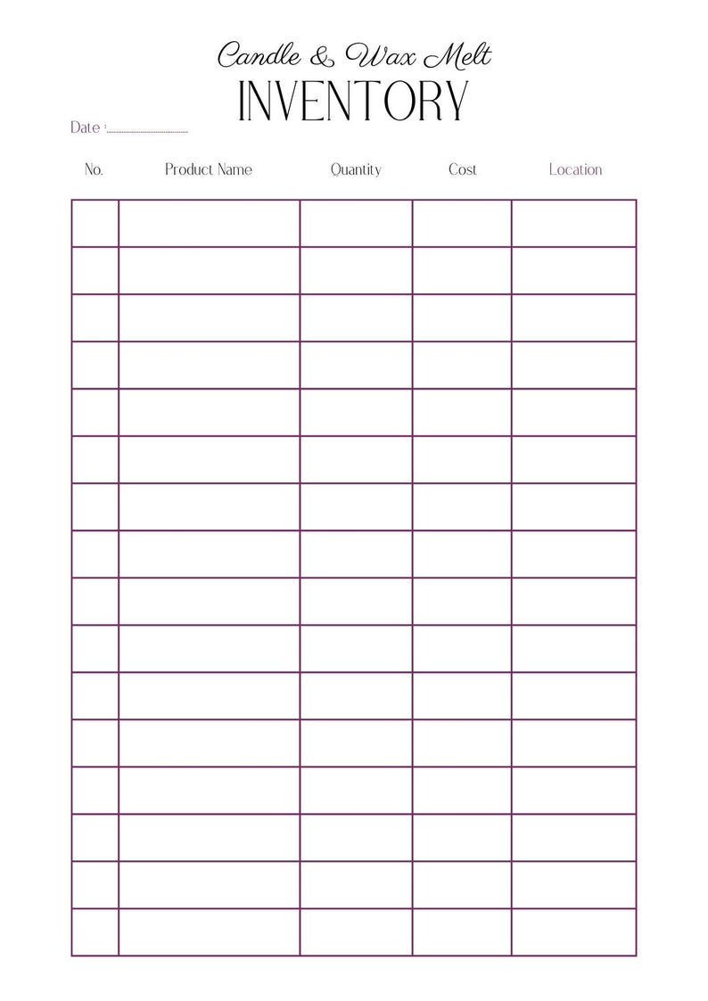 Printable Inventory Checklist | Digital Download | Organize & Track ...