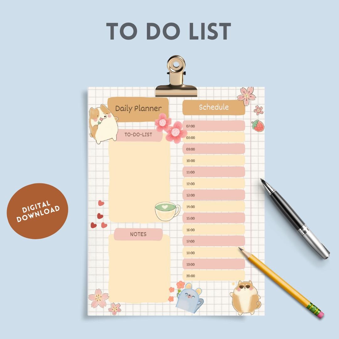 Printable Daily Planner, To-do List, Cute & Colorful To-do List, Daily ...