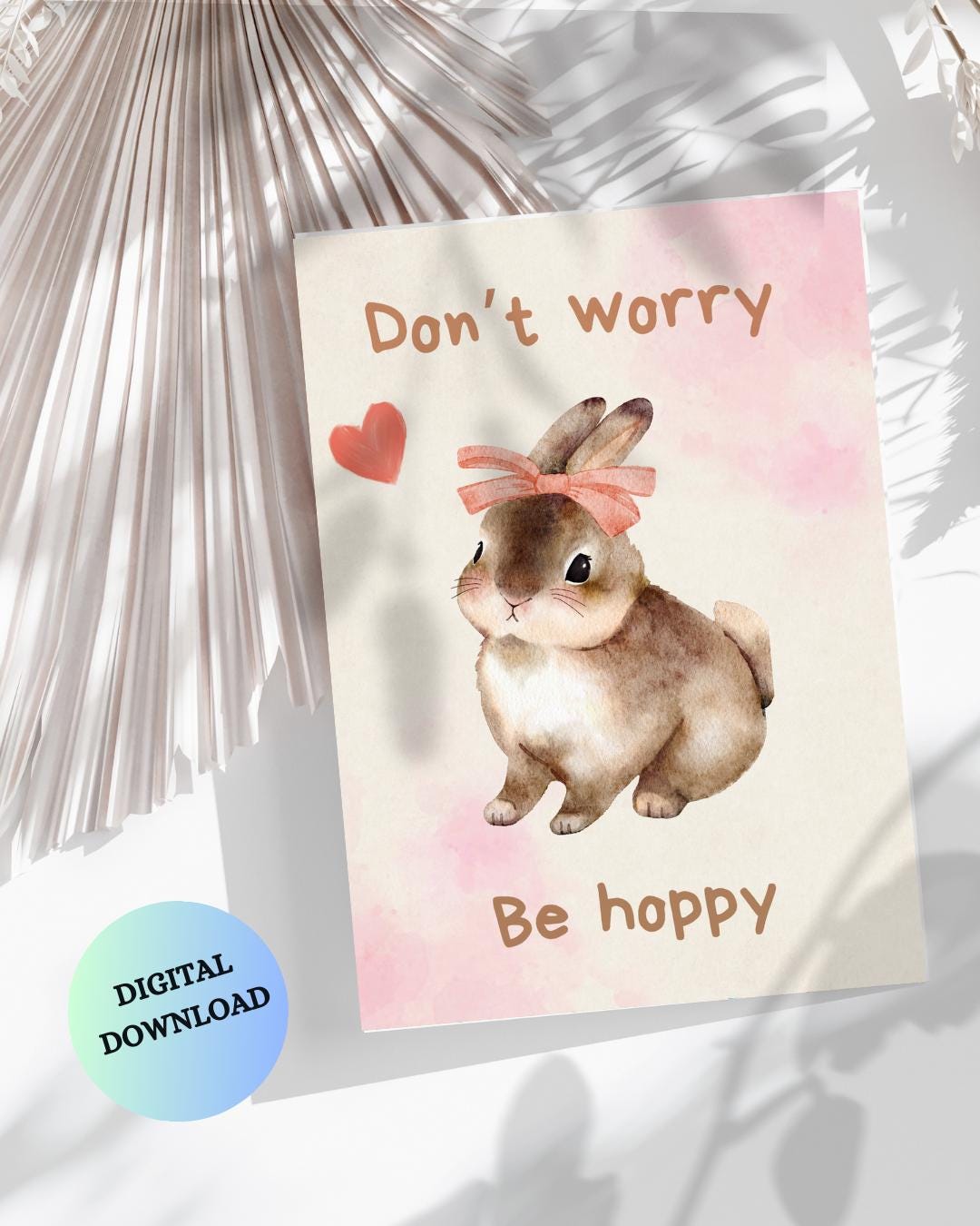 Cute Bunny Card - DIGITAL Download - Printable Card for Kids ...