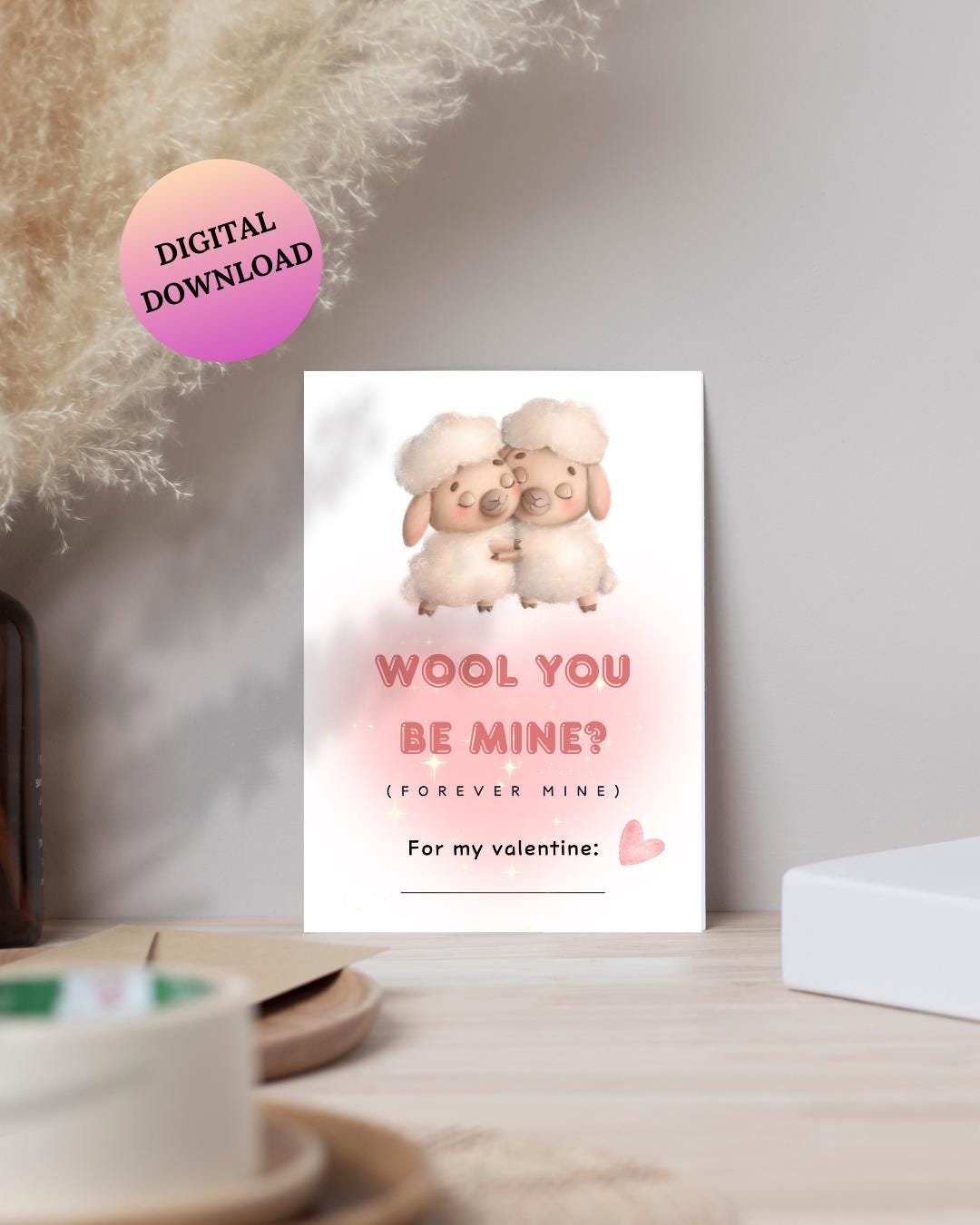 Cute Sheep Valentines Day Card, Printable Digital Download, Funny Card ...