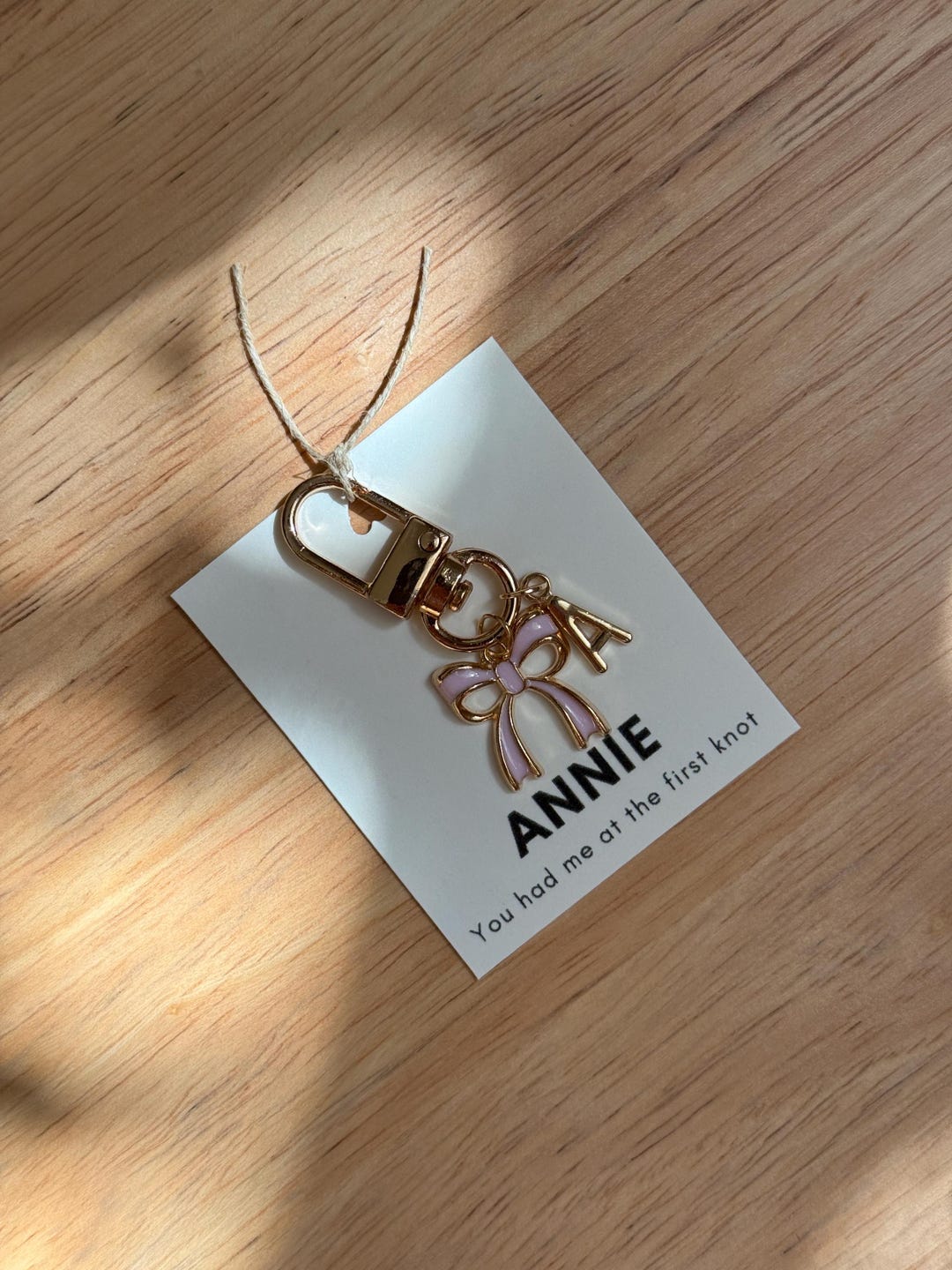 Pink Bow Coquette Keychain, Bag Charm Custom Initial Name Tag ...