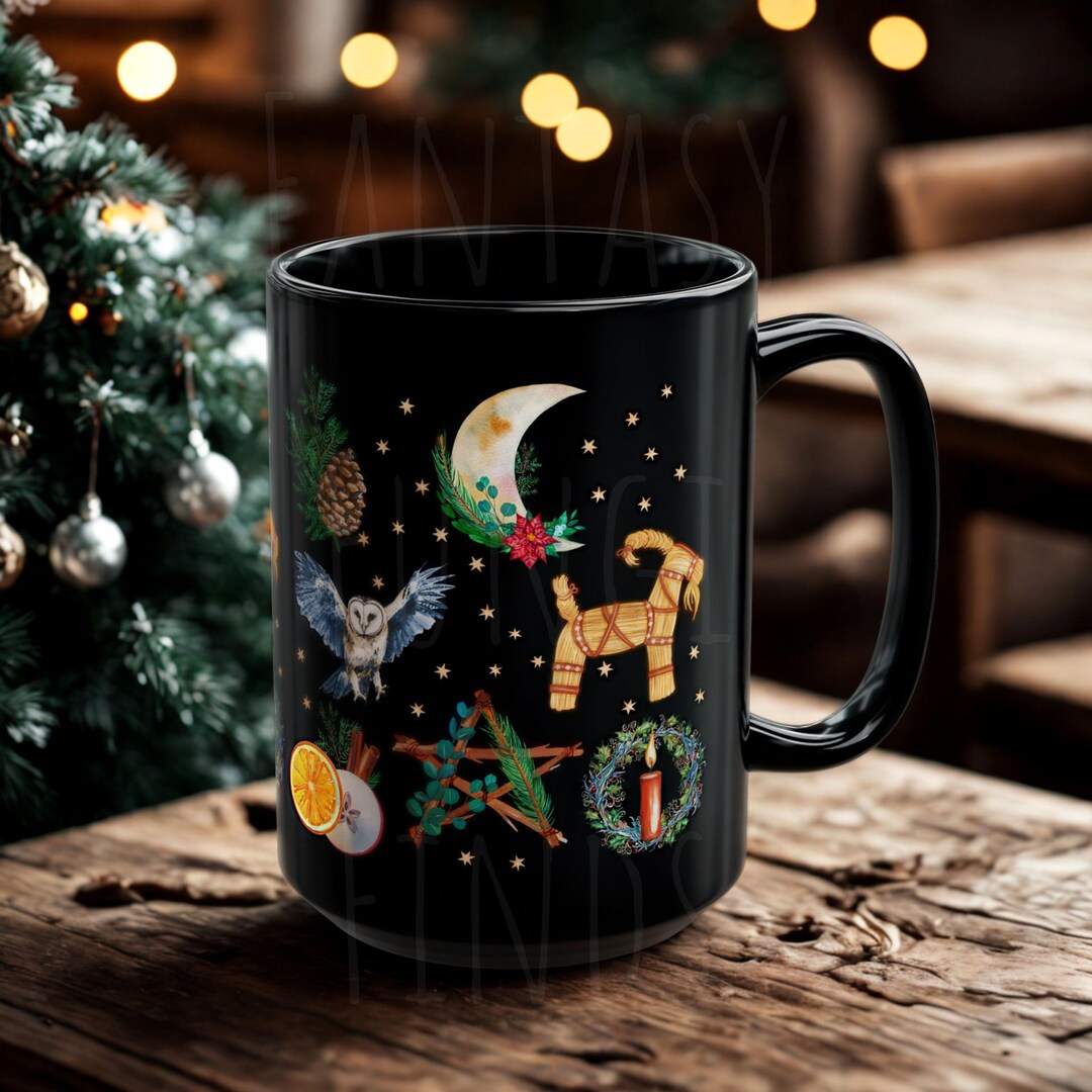 Gothic Yule Coffee Mug, Witchy Winter Solstice, Nordic Yuletide Decor ...