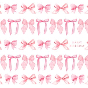Pink Bow Birthday Card – Cute Printable Birthday Card – Instant Digital ...