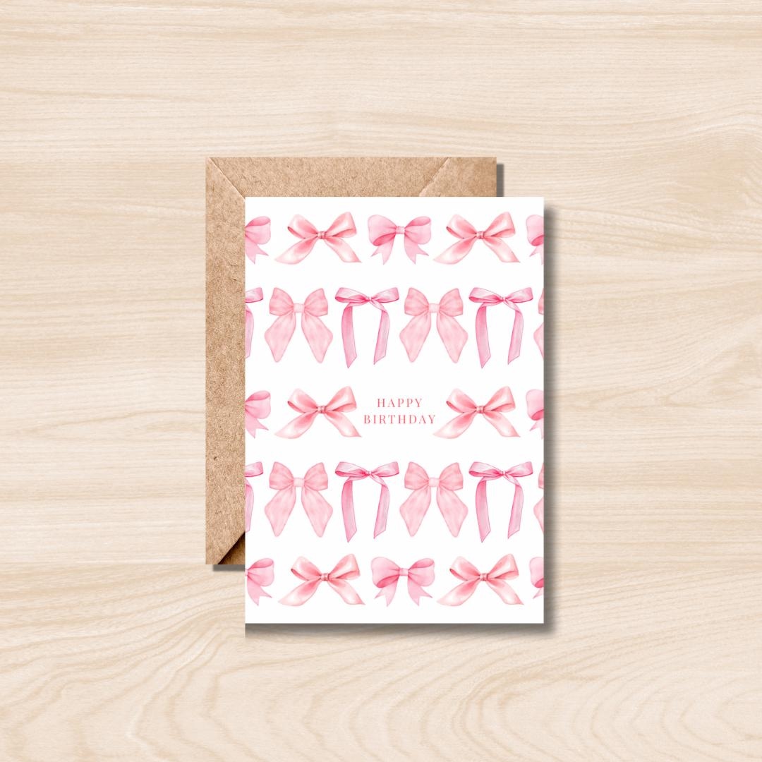 Pink Bow Birthday Card – Printable Minimalist Design (digital Download ...